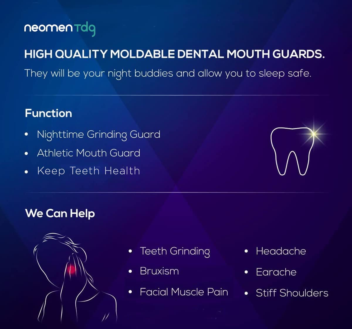 Mouth Guard for Grinding Teeth, New Mouth Guard for Cleaning Teeth, Dental Guard for Bruxism & Teeth Clenching, Mouth Guard at Nighttime, 2 Size, 8 Pack