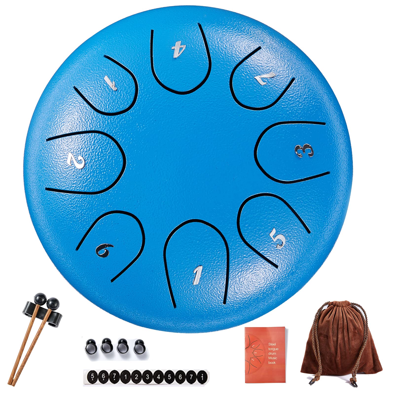 LvPets Steel Tongue Drum 8 Notes 6 Inches Handpan Percussion Instruments Healing Drum Musical Instrument Gifts for Drummer Beginner Adults with Padded Travel Bag(Space Blue)