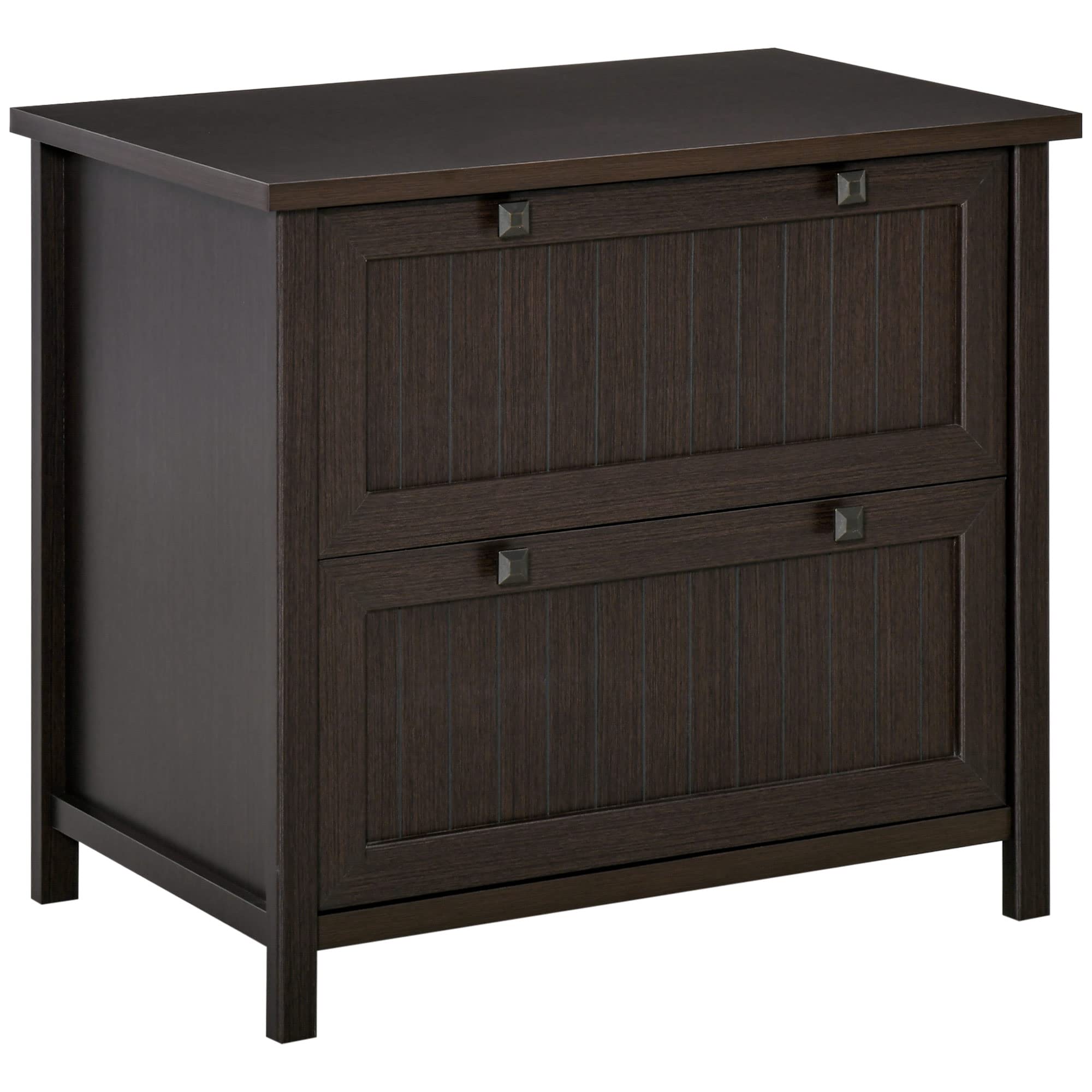 HOMCOM Retro Style 2-Drawer Lateral File Cabinet Chest with Hanging Bars, Wooden Documents Storage for Letter/Legal Size, Brown