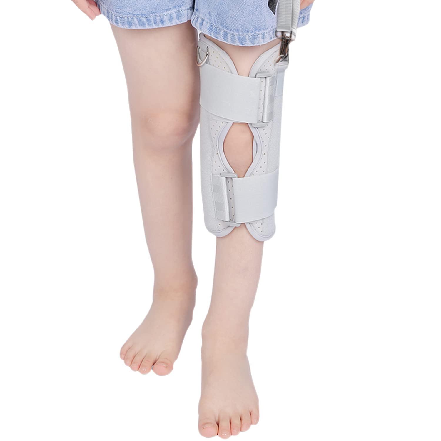 Kids Knee Immobilizer Brace with Shoulder Strap, Fracture Fixation Protector for Knee Pre-and Postoperative & Injury Or Surgery Recovery,M