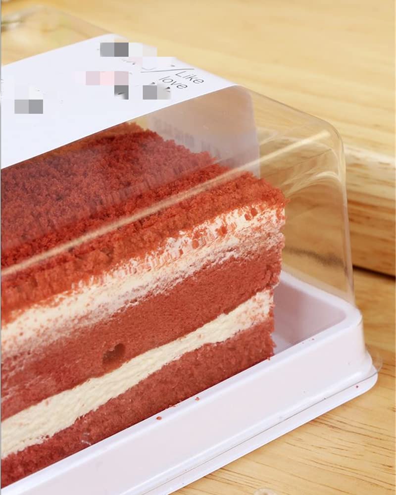 Hewnda Cake Box - 50 sets 4 Inch X 2-1/8 Inch Clear Plastic Mini Cake Box - Feast Cupcake Box - Muffin Box Biscuit Box Flat Top Box Bakery Cake Shop Sale Use(White)