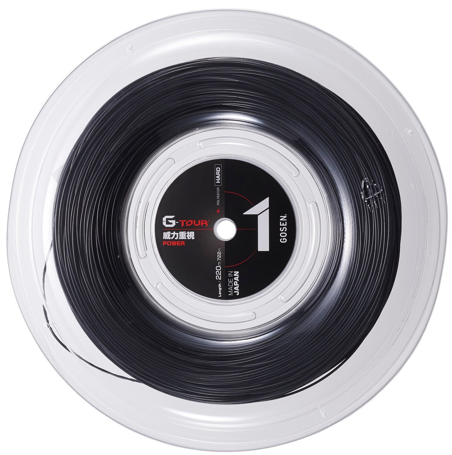 GOSEN G-Tour 1, 16 Black 722' Powerful Bounce Speed, HPP Polyester Silicone oil coated, Tennis String