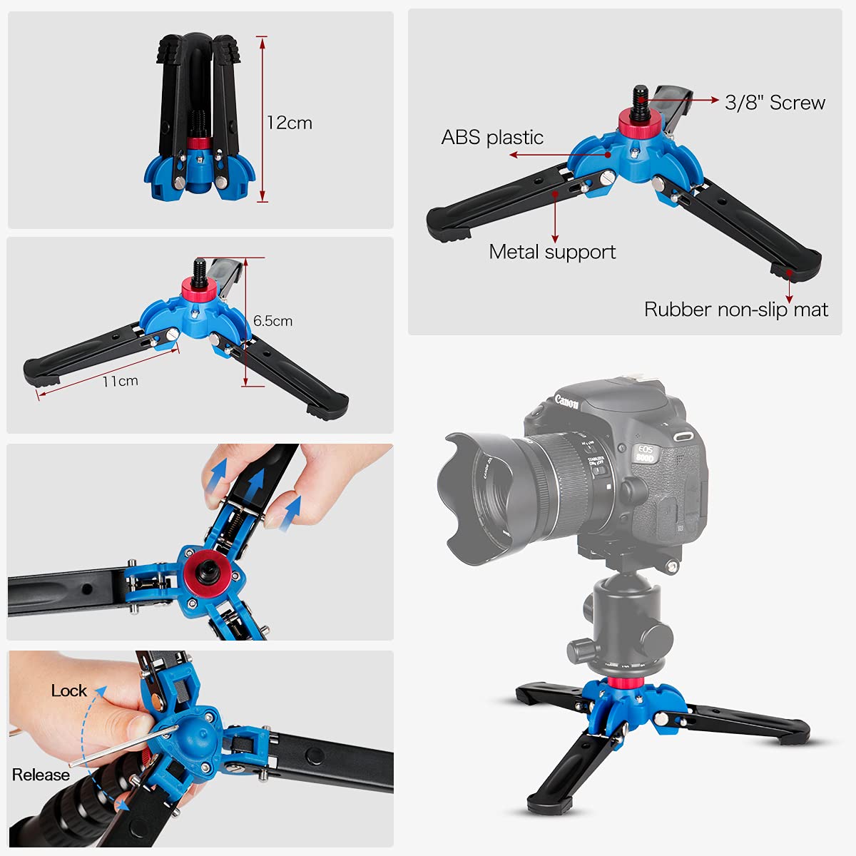 Koolehaoda Professional 65-inch Camera Aluminium Monopod with Folding Three Feet Support Stand