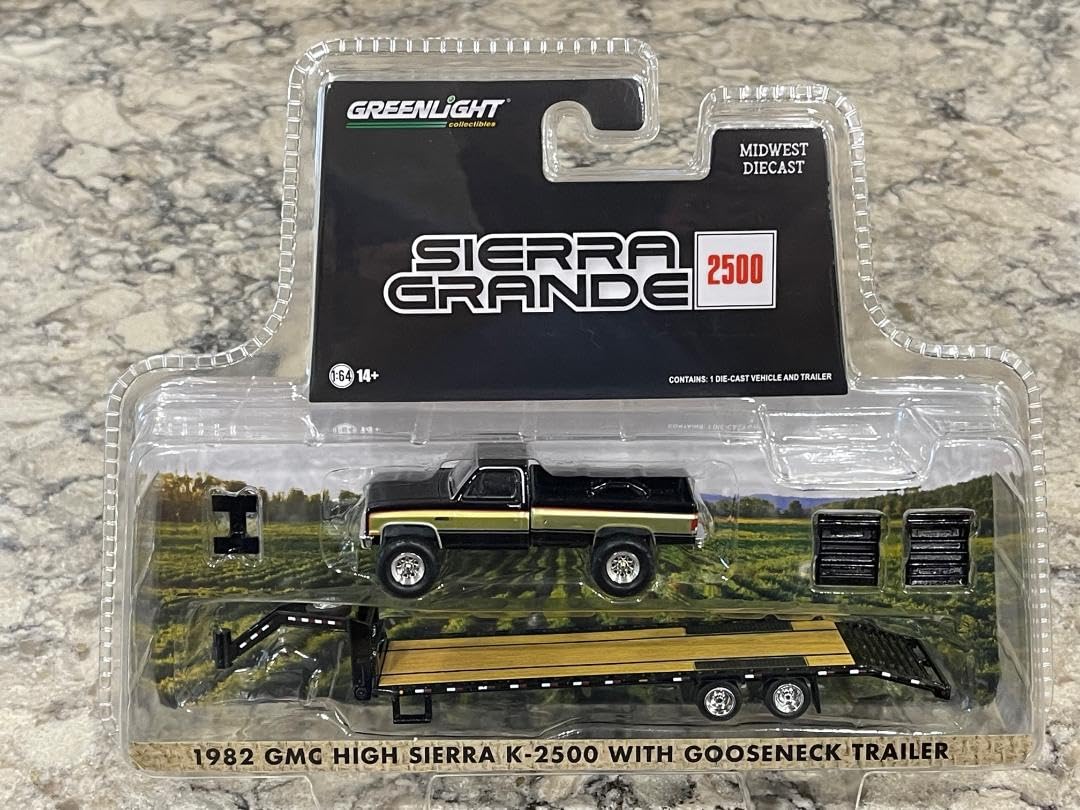 Greenlight 1982 GMC High Sierra K-2500 Truck with Gooseneck Trailer 1/64