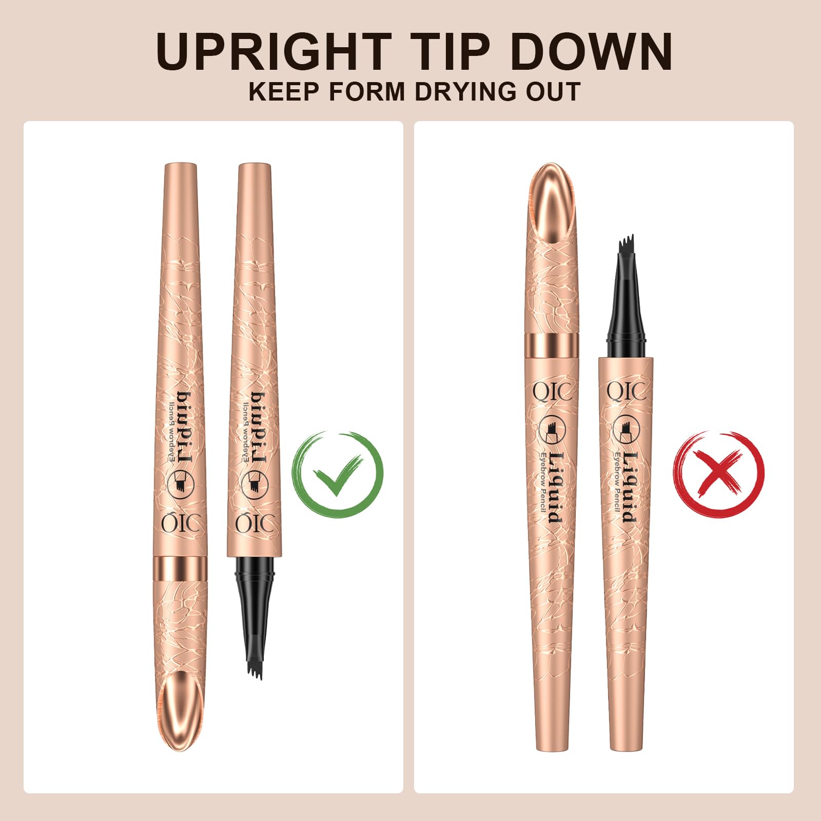 HIJJPS Eyebrow Pencil, Waterproof Eyebrow Pen, 4 Tip Microblade Eyebrow Pen, Smudge-Proof Brow Pencil Long-Lasting, Natural Eye Brow Pencils for Women, Eyebrow Pencil Light Brown