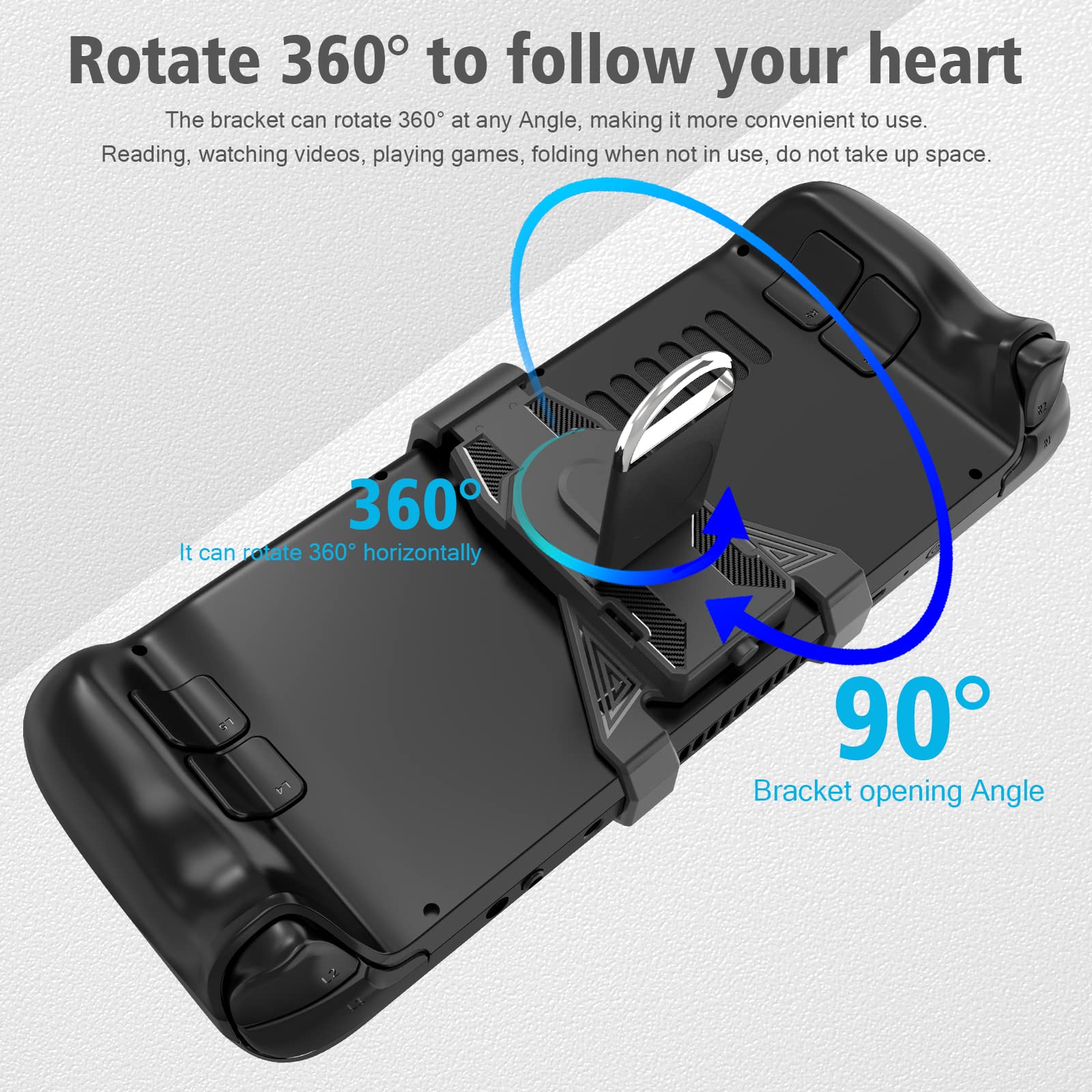 Mensican Stand Base for Steam Deck, Zine-Alloy Magnetic Bracket with Non-Slip Fixed Clip Holder for Valve Steam Deck Dock Mount Accessories