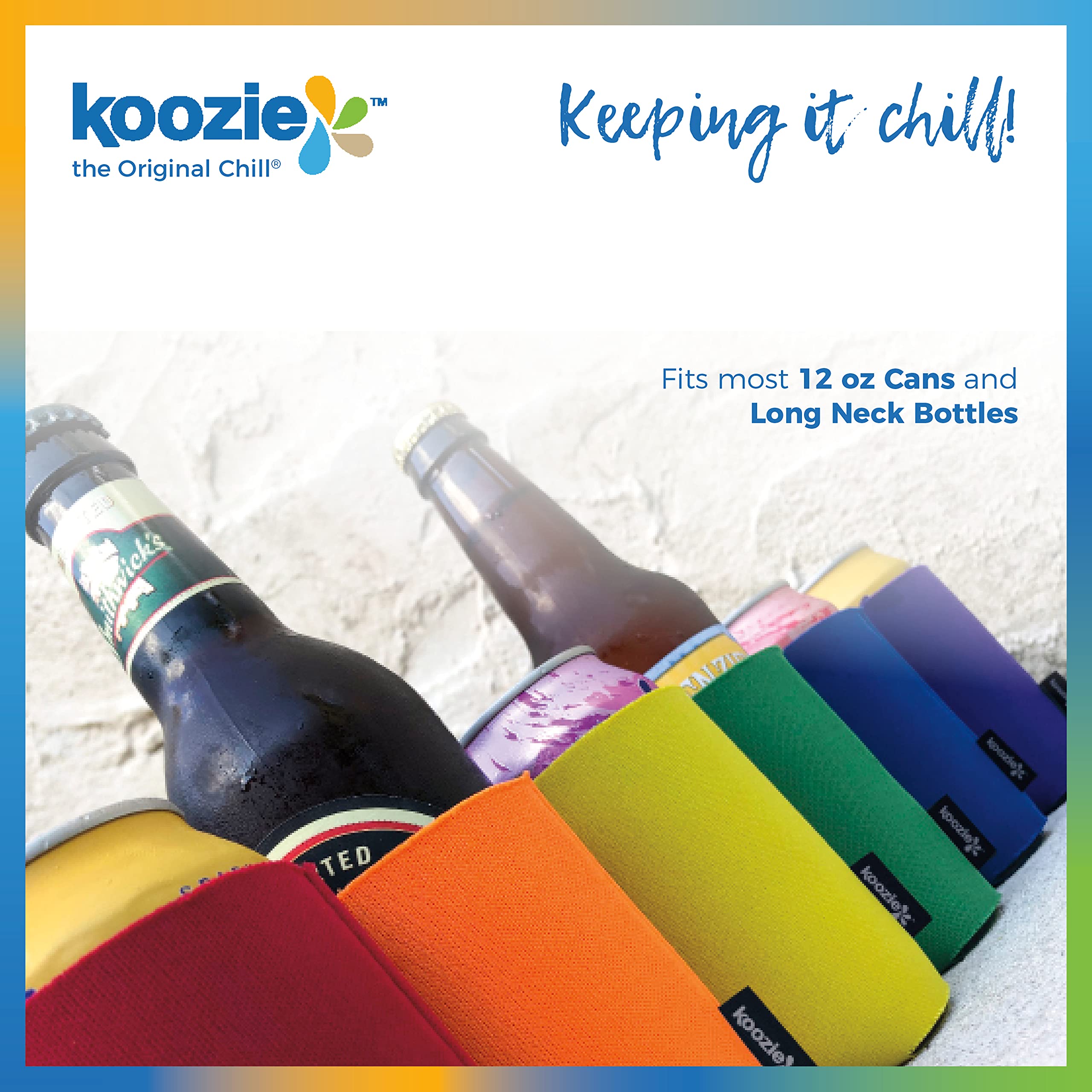 KOOZIE Beer Can Cooler Blank Bulk Insulated Drink Holder for Cans, Bottles, DIY Personalized Gifts for Events, Bachelorette Parties, Weddings, Birthdays 12 Pack (Bright Orange)