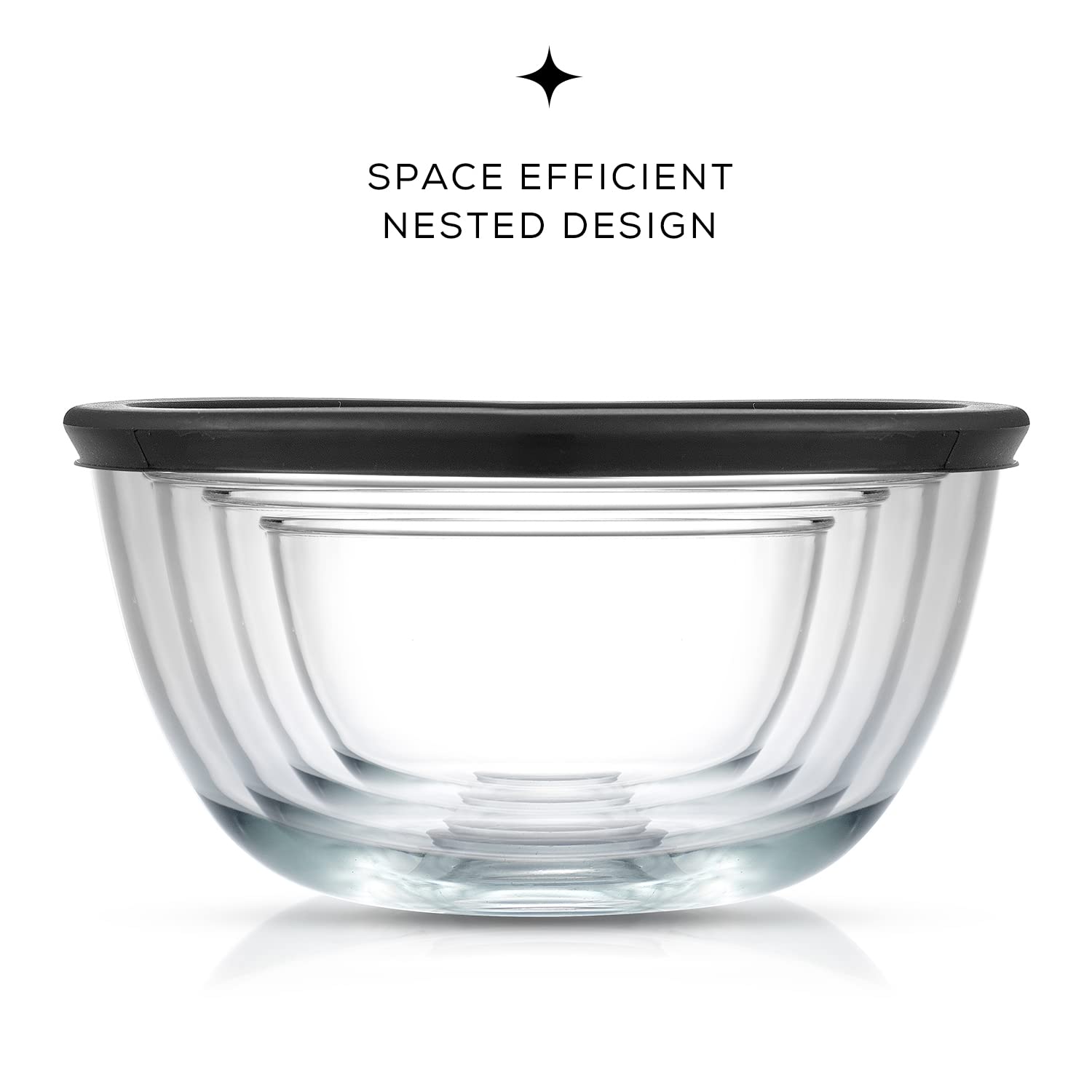 JoyJolt Kitchen Mixing Bowls - 8pc Glass Bowls with Lids Set β Neat Nesting Bowls - Large Mixing Bowl Set Batter Bowl - Cooking Bowls - Storage Bowls with Lids and Big Salad Bowl with BPA-Free Lids