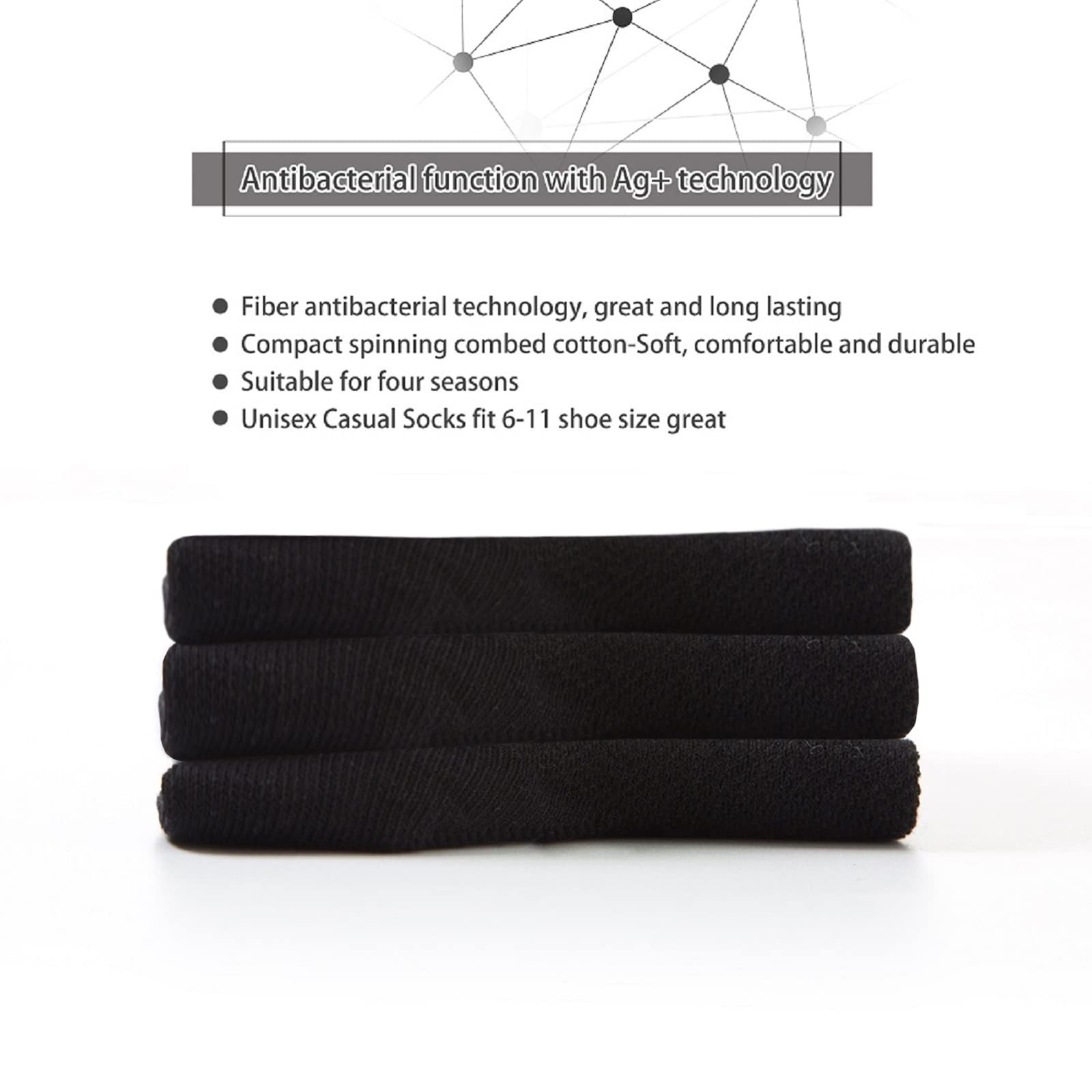 HOSTECCO Odor Resistant Socks for Men and Women 6 Pairs Pack Moisture Control White Black Grey Socks