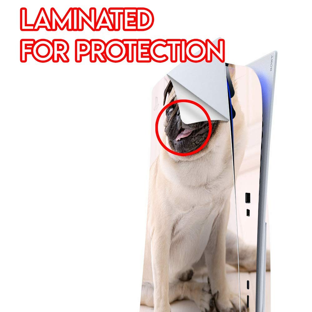ITS A Skin Skins Compatible with Sony Playstation 5 Console Disc Edition - Protective Decal Overlay Stickers wrap Cover - Pug Mug, Cute Pug
