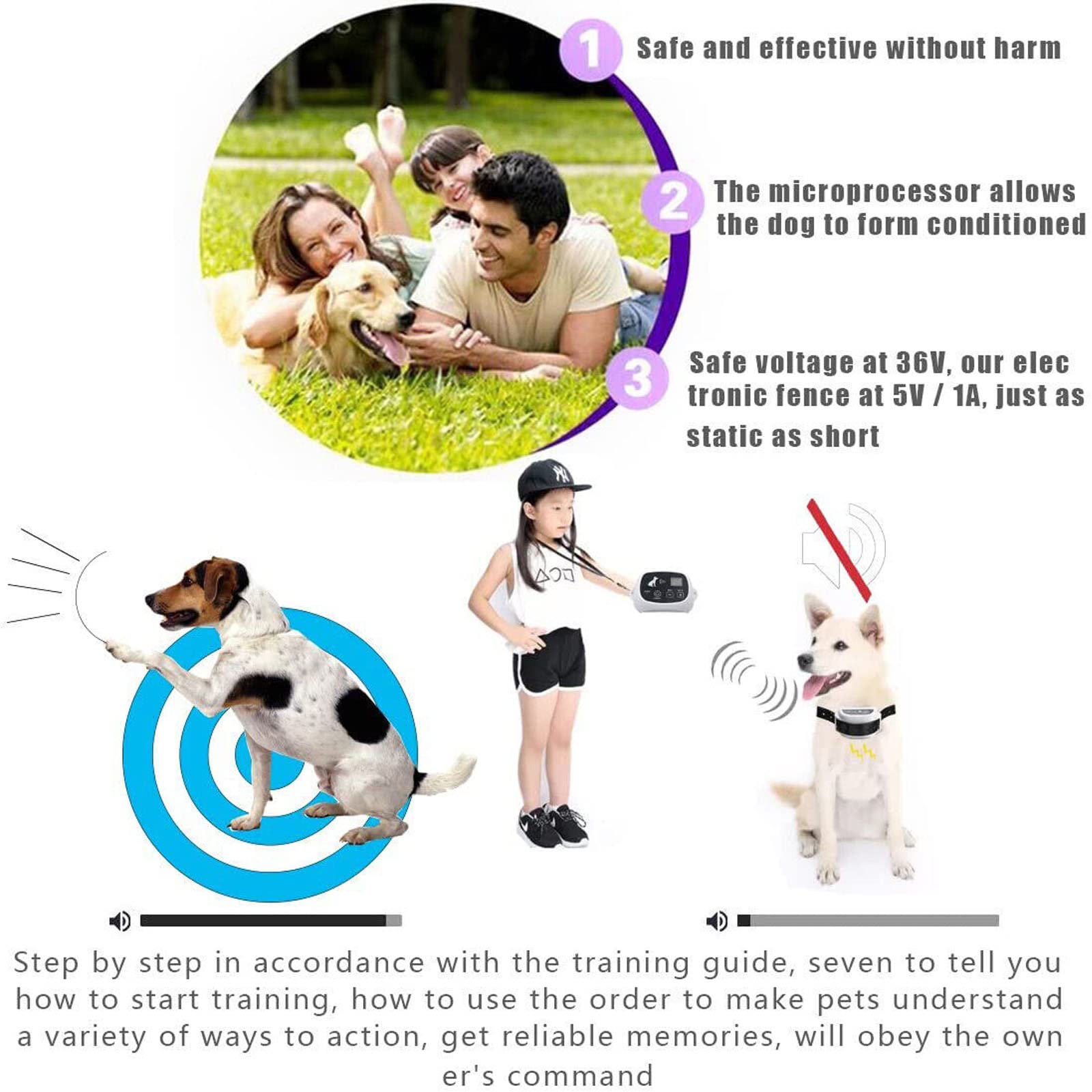 HEXIEDEN Wireless Electric Dog Fence,Pets Dog Boundary Containment Fence System,with Waterproof Rechargeable Training Collar Receiver,Adjustable Range Sizes,Harmless for Dogs,for 1 2 3 Dogs,for2dogs