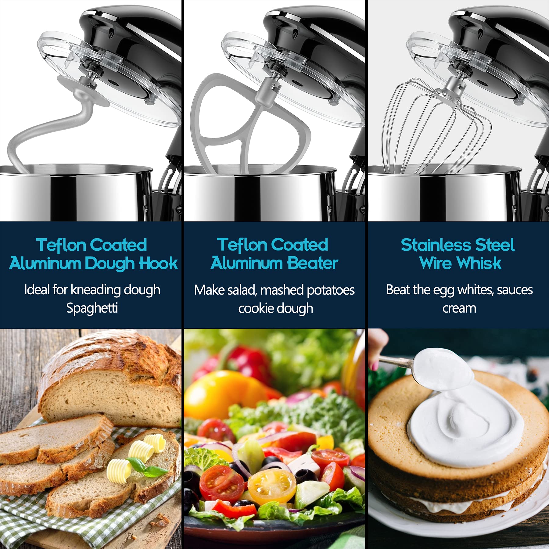 HOWORK 8.5QT Stand Mixer, 660W 6+P Speed Tilt-Head, Electric Kitchen Mixer With Dishwasher-Safe Dough Hook, Beater, Wire Whip & Pouring Shield (8.5 QT, Red)