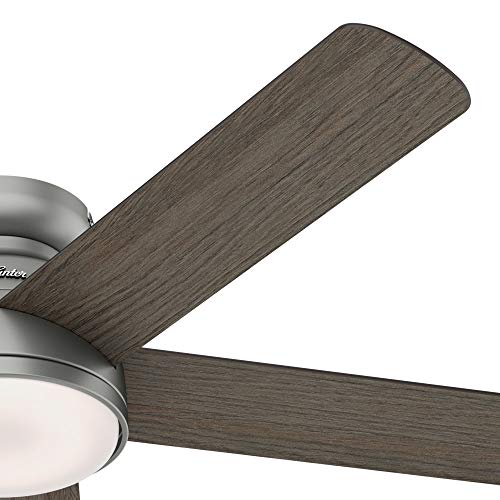 Hunter Fan Company 59483 Hunter Romulus Indoor Low Profile WiFi Ceiling Fan with LED Light and Remote Control, 54, Matte Silver Finish