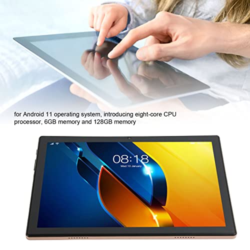 HEEPDD 10 Inch Tablet, Gold 2.4G 5G Dual Band WiFi Kids Tablet 1920x1200 IPS 4G Calling for Learning (US Plug)