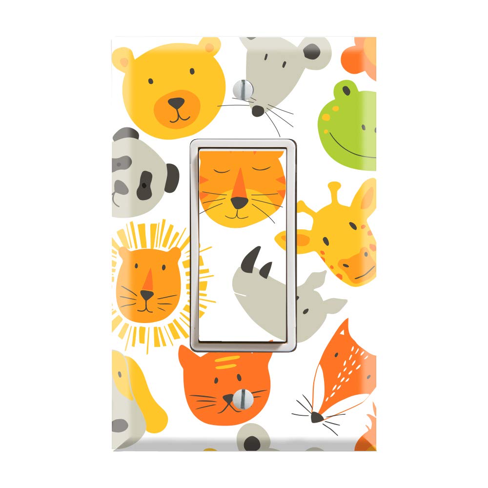 Graphics Wallplates - Animals Light Switch Plate, Giraffe, Lion, Elephant, Tiger, Kids Nursery Room Decor TF49