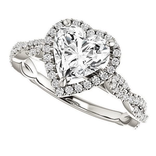 JEWELERYN 4 CT Heart Colorless Moissanite Engagement Ring for Women/Her, Wedding Bridal Ring Set, Eternity Sterling Silver Solid Gold Diamond Solitaire 3-Prong Set for Her (8.5)