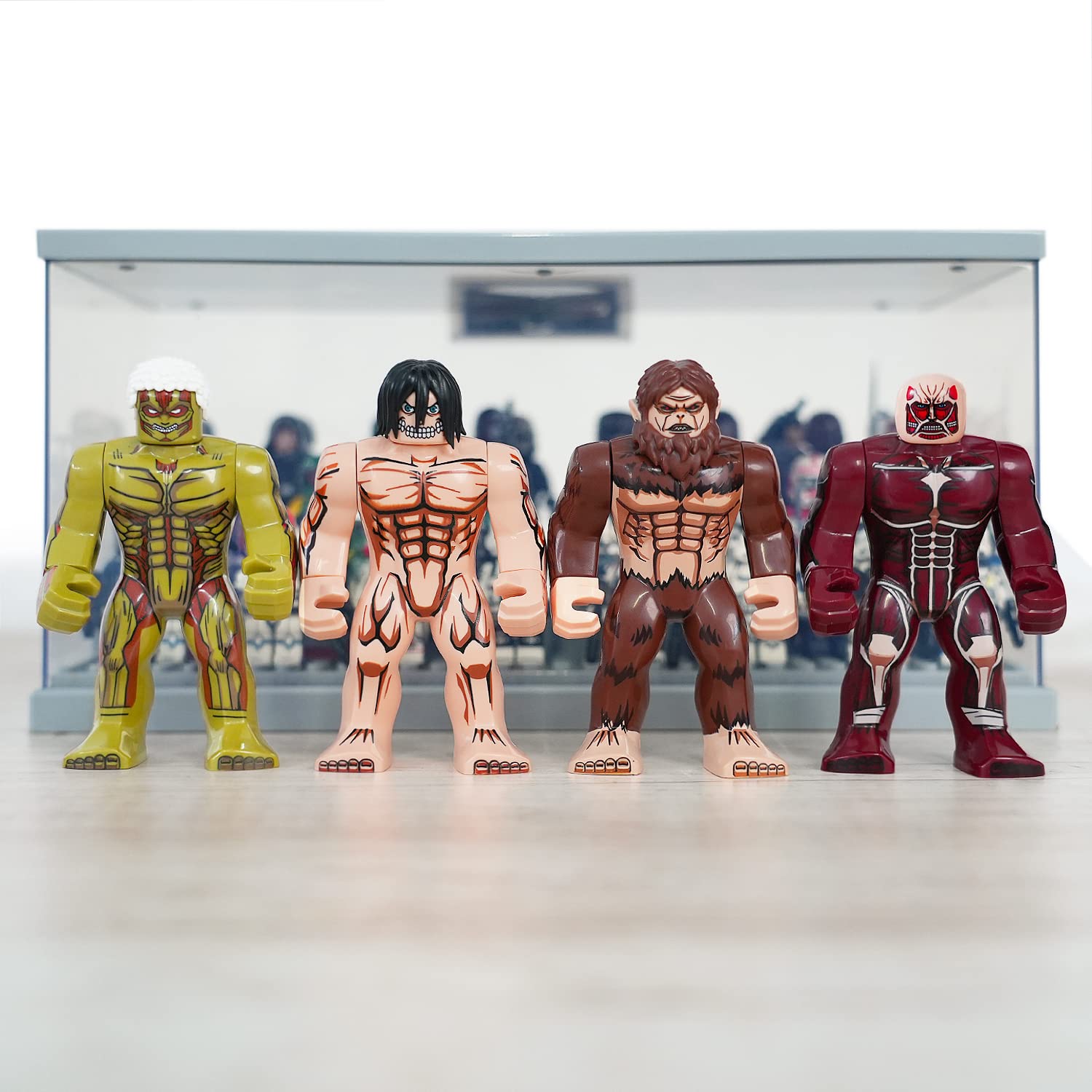 MOOXI-MOC Anime Attack Minifigs Titan Customized Building Set,Mini Brick Action Figures Titan Building Block,Made for Anime Fans(4pcs)