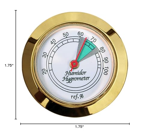 Medium Round Analog Hygrometer Humidity Gauge for Humidors - Color: Gold
