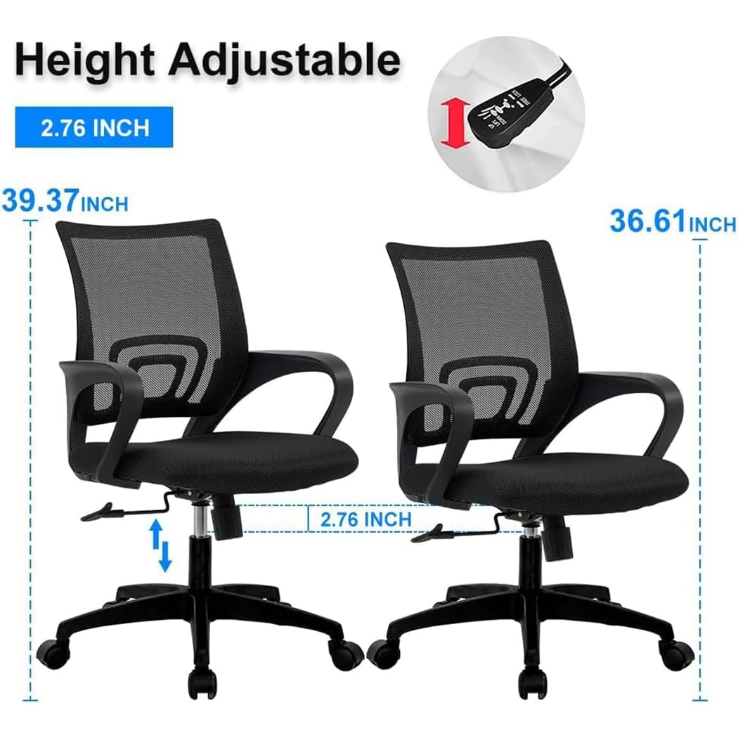 Home Office Chair, Ergonomic Desk Chair with Lumbar Support Armrest, Mid Back Breathable Computer Chair Executive Height Adjustable Task Chair for Office Work Study