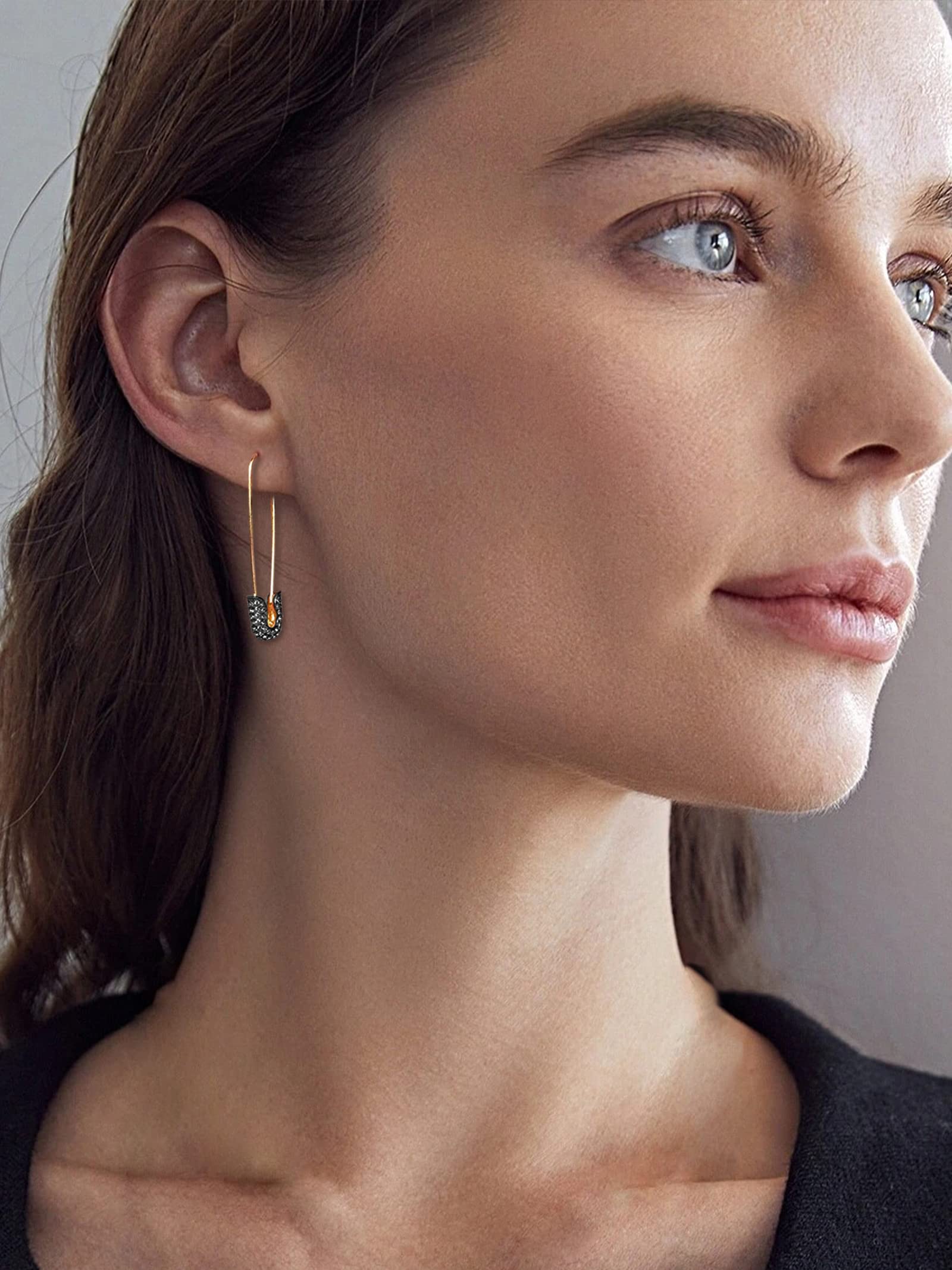 Heart Safety Pin Earrings 14K Gold Plated Paper Clip Earrings Personalized Pin Earrings for Women(gold)