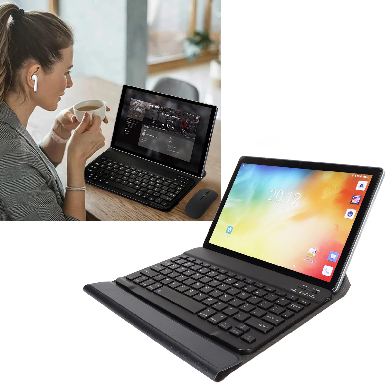 Honio 10.1 Inch Tablet Set, US Plug 100β240V Keyboard Mouse Touch Screen Tablet Full HD 1920x1200 (#2)