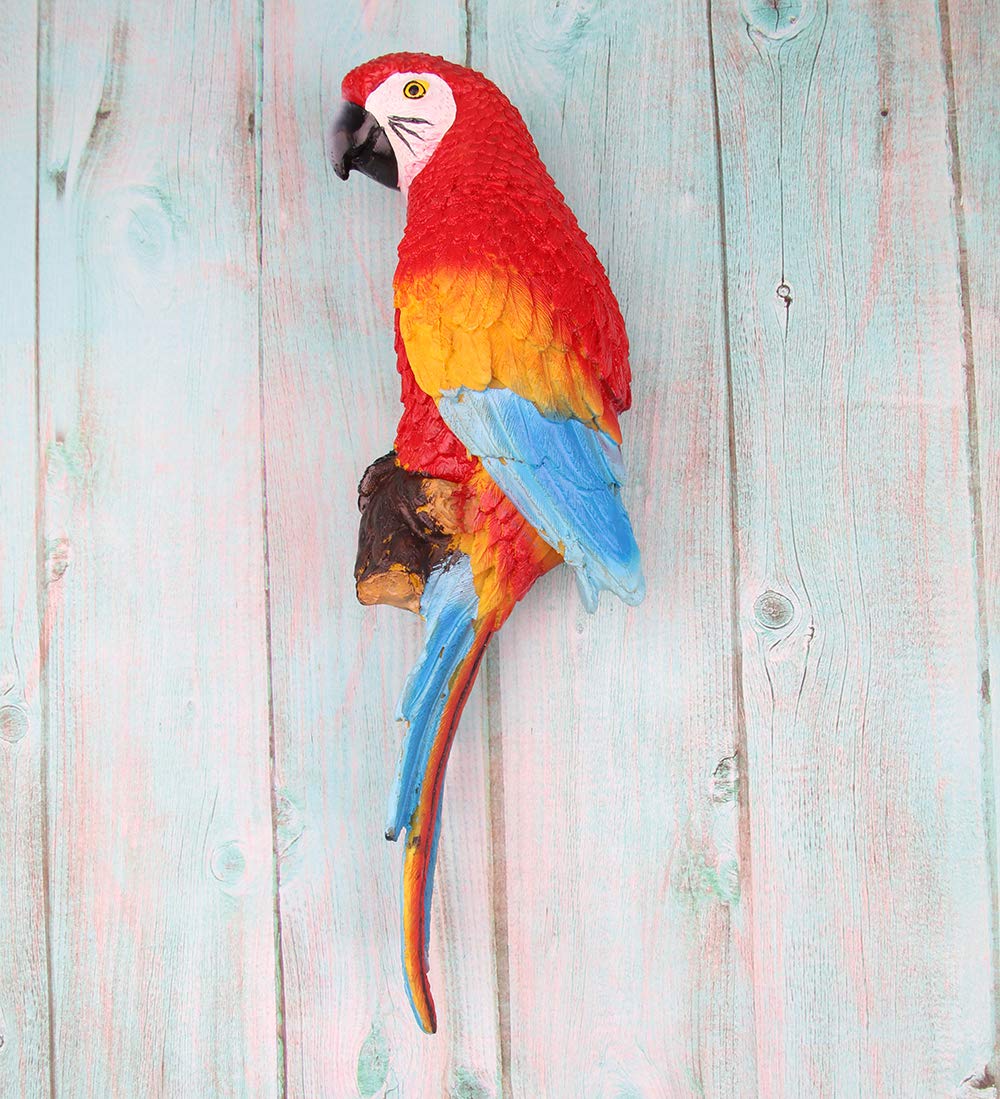 HOMERRY ropical Scarlet Macaws Wall Sculpture,Decorative Parrot Garden Statues and Figurines: