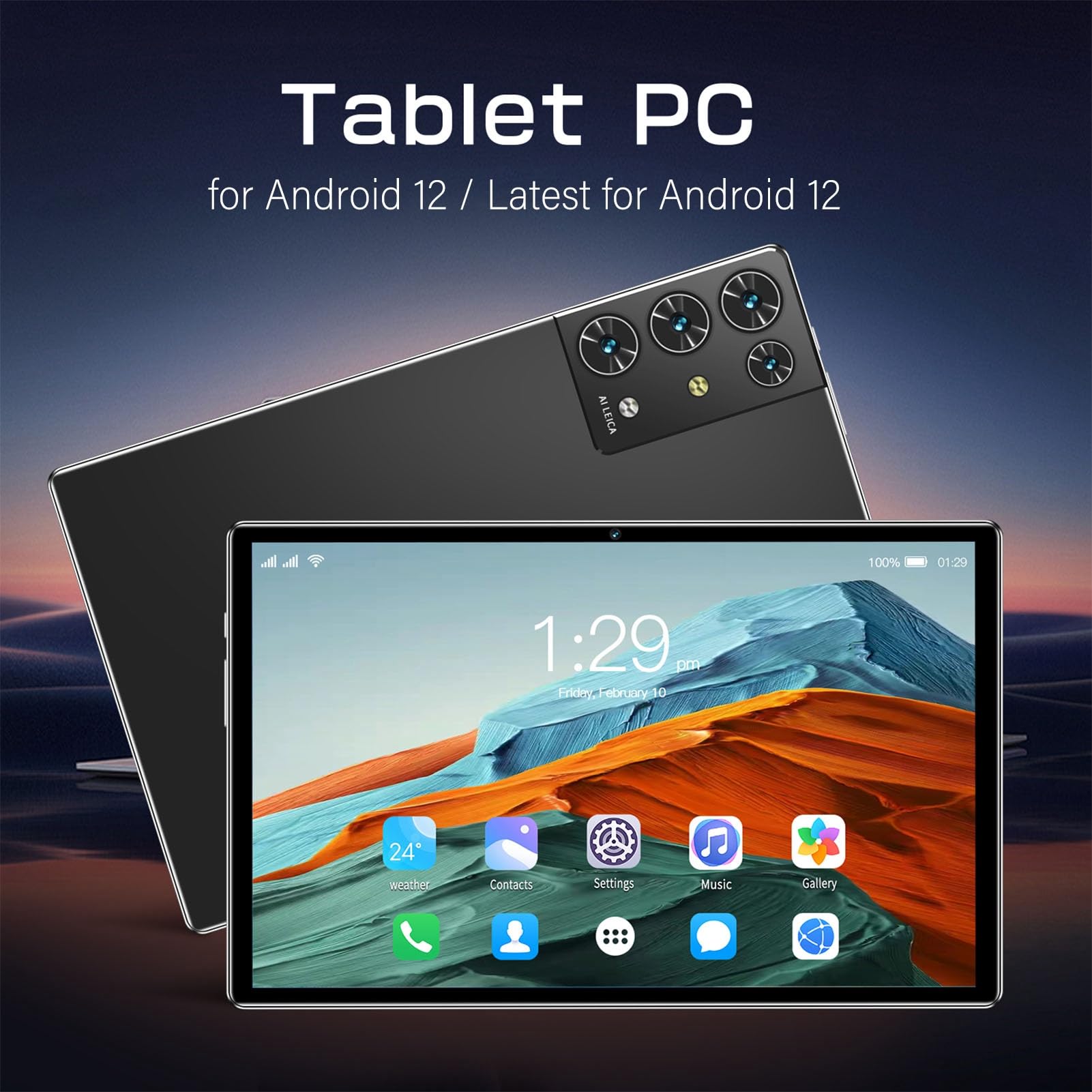 HEEPDD 10.1 Inch Tablet, 8 Core CPU 5G WiFi Tablet PC 100‑240V with Keyboard 12 for Office (US Plug)