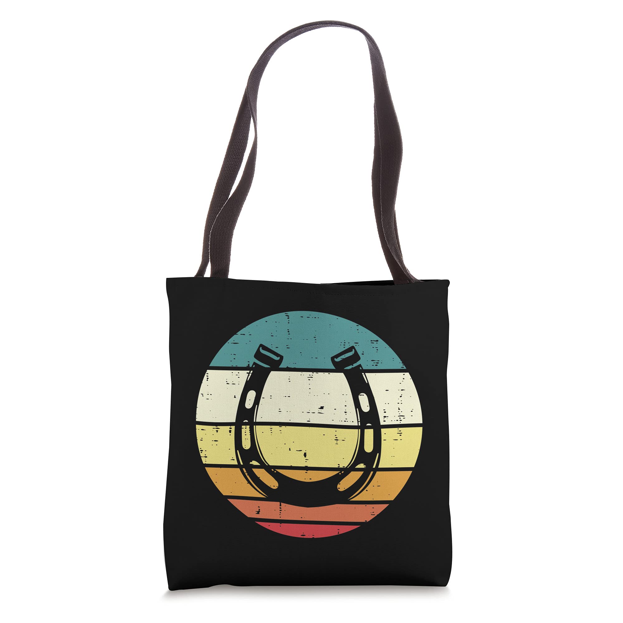 Horseshoe Sunset Retro Horse Horseback Riding Equestrian Tote Bag