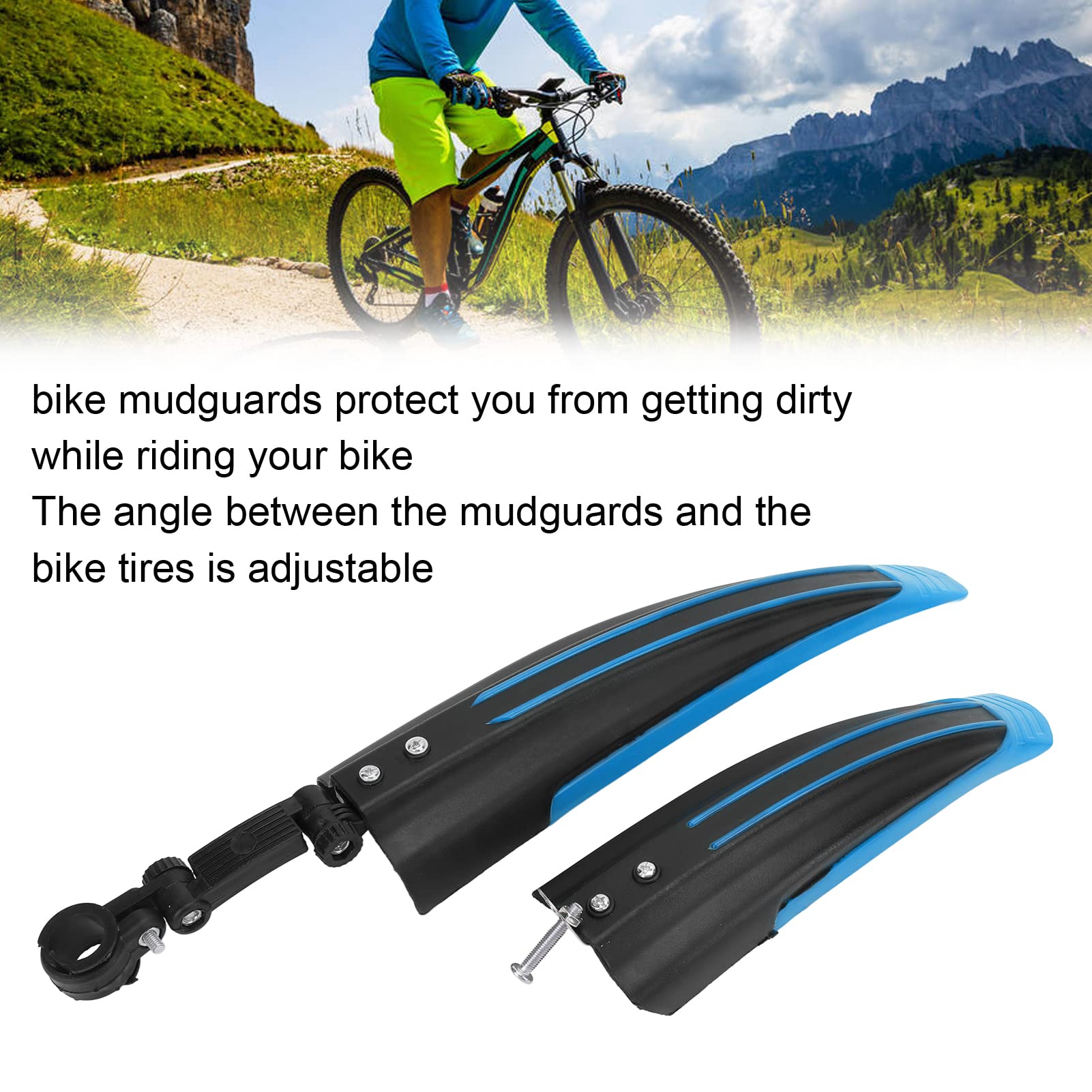 LAIONTY Bike Rear Mudguard Set Front Back Rear Tire Mud Guards Kit Easy to Install Mountain Road Bike Riding Cycling Accessory (Blue)