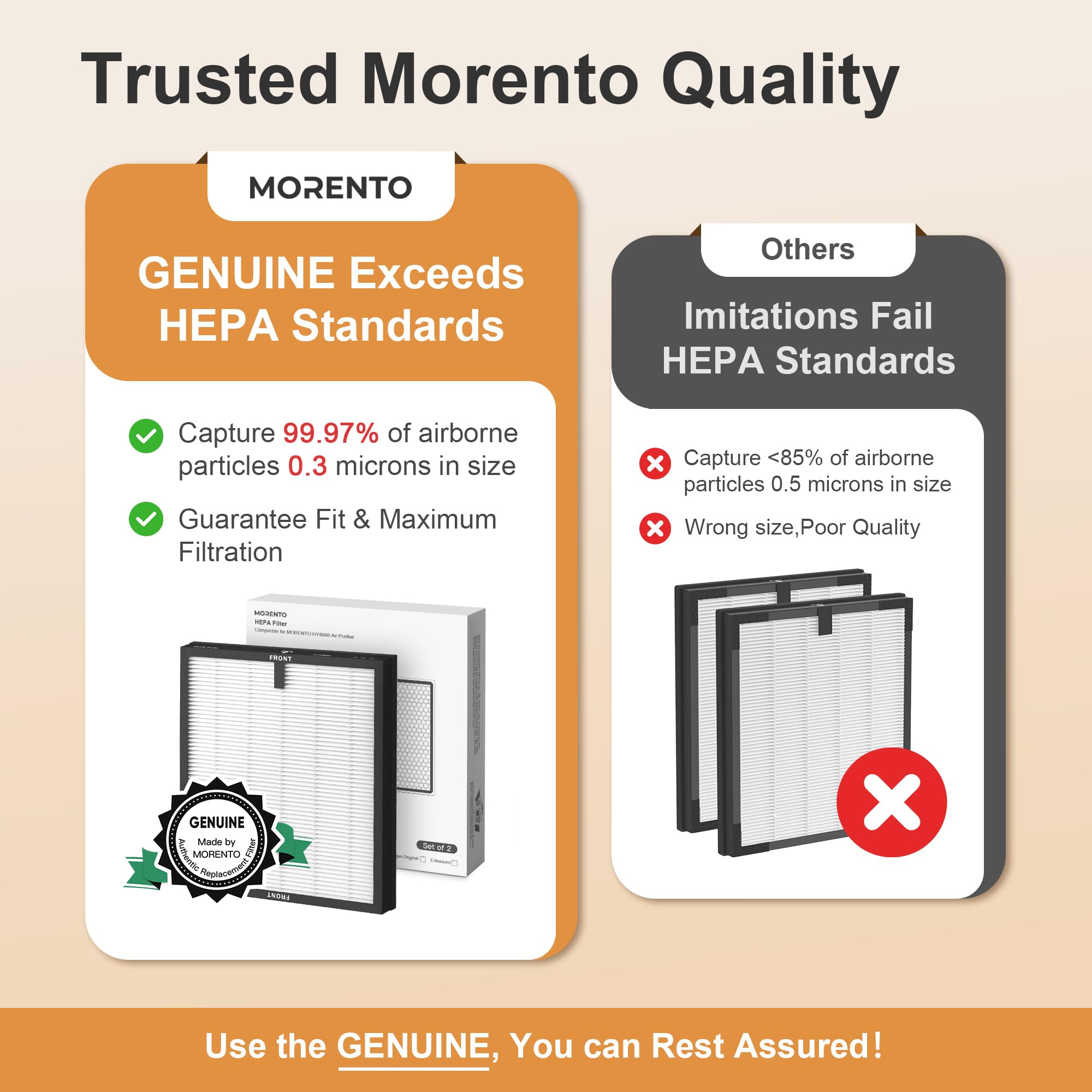 MORENTO HY4866 Air Purifiers with HY4866 Standard Filter, White