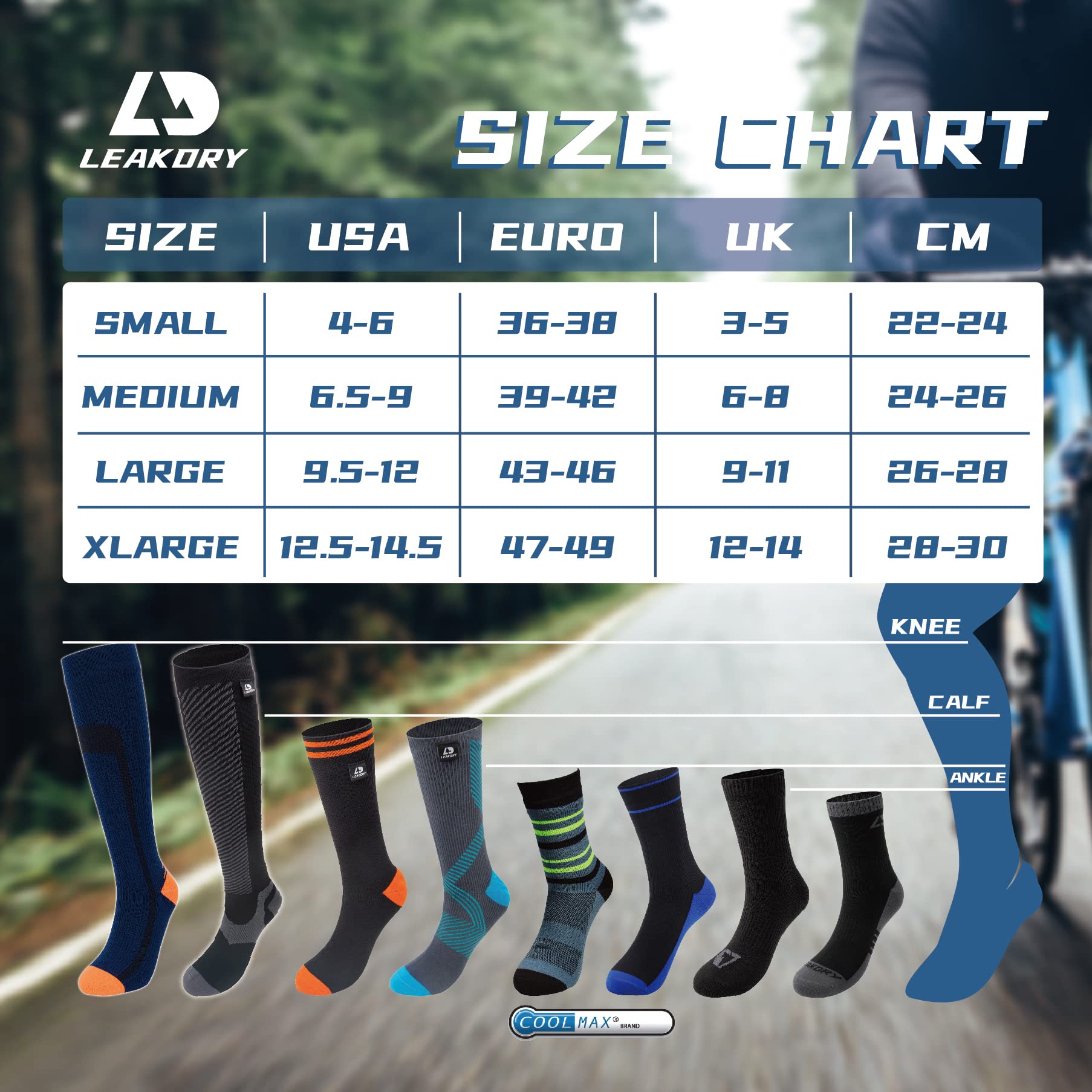 LEAKDRY 100% Waterproof Socks, [SGS Certified] Unisex Breathable Lightweight Socks Novelty Sport Skiing Trekking Socks -Medium