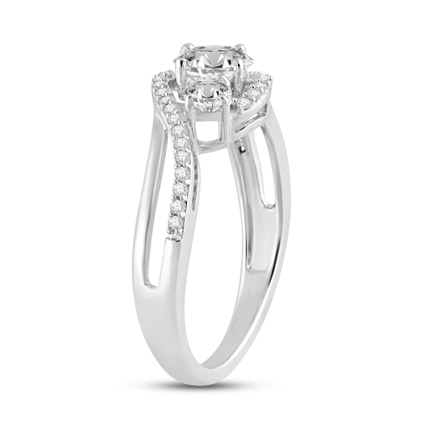 Jewelili Sterling Silver 5 MM Round Created White Sapphire Ring, Size 7