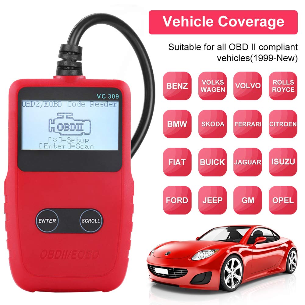 Haofy OBDII Scanner, Auto OBD2/EOBD Code Reader for I/M Emission Test, Diagnostic Scan Tool Check Engine Light Engine Fault Reader Trouble Code Analyze