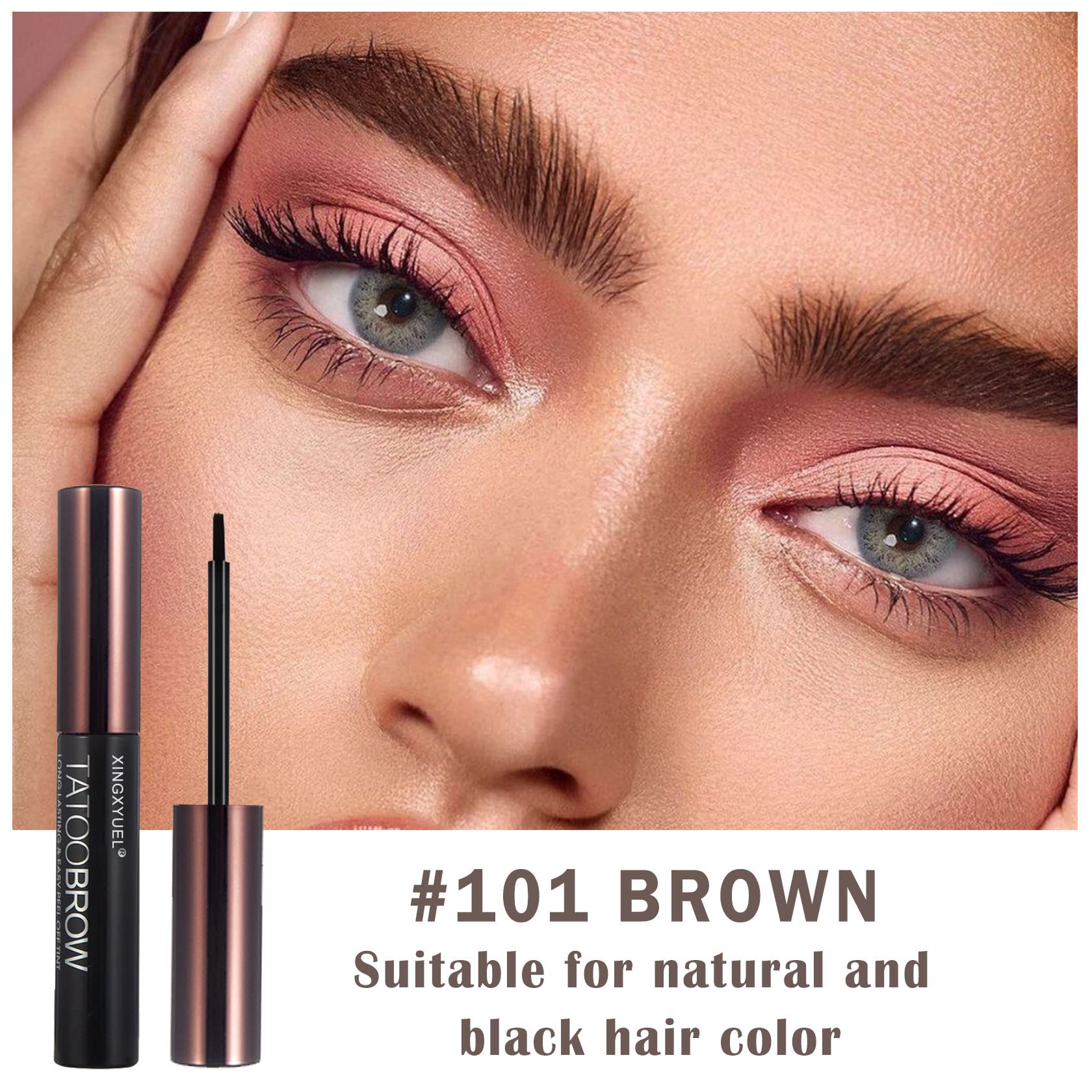 Peel Off Tattoo Eyebrow Gel,Eyebrow Tattoo Peel Off Natural and Elegant Brow Color,Long Lasting Waterproof Easy Peel Off Eyebrow Brow Tattoo Makeup (Brown)