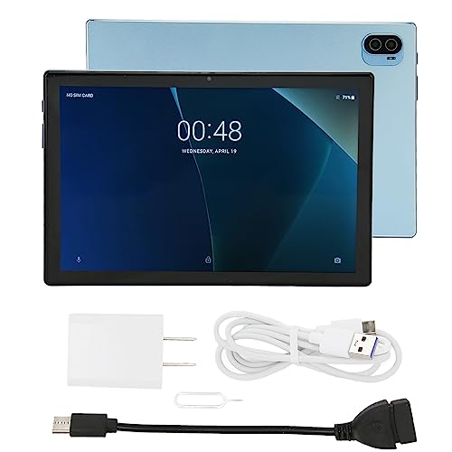 Haofy Smart Tablet, 5G WiFi 1960X1080 Resolution GPS Tablet FDH Screen 7000mAh 8GB RAM 256GB ROM with USB Cable for Learning Game (Blue)