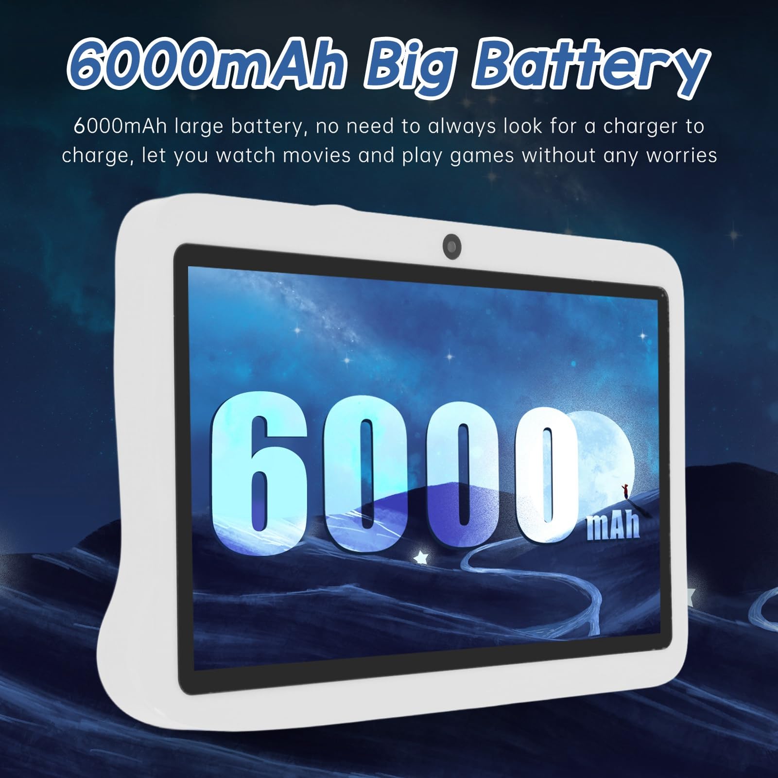 HEEPDD 7 Inch Kids Tablet, 100-240V Large Storage White Tablet (White)