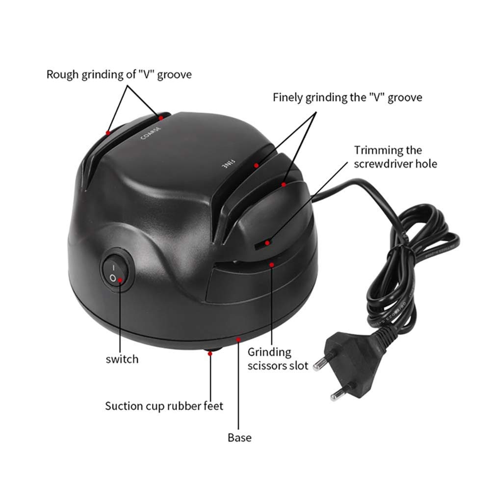 HOG Electric Knife Sharpener - 3-in-1, Quick, Multifunction, Simple and Safe, Stronger and Durable, Ultra-Sharp, Suction Cup Rubber