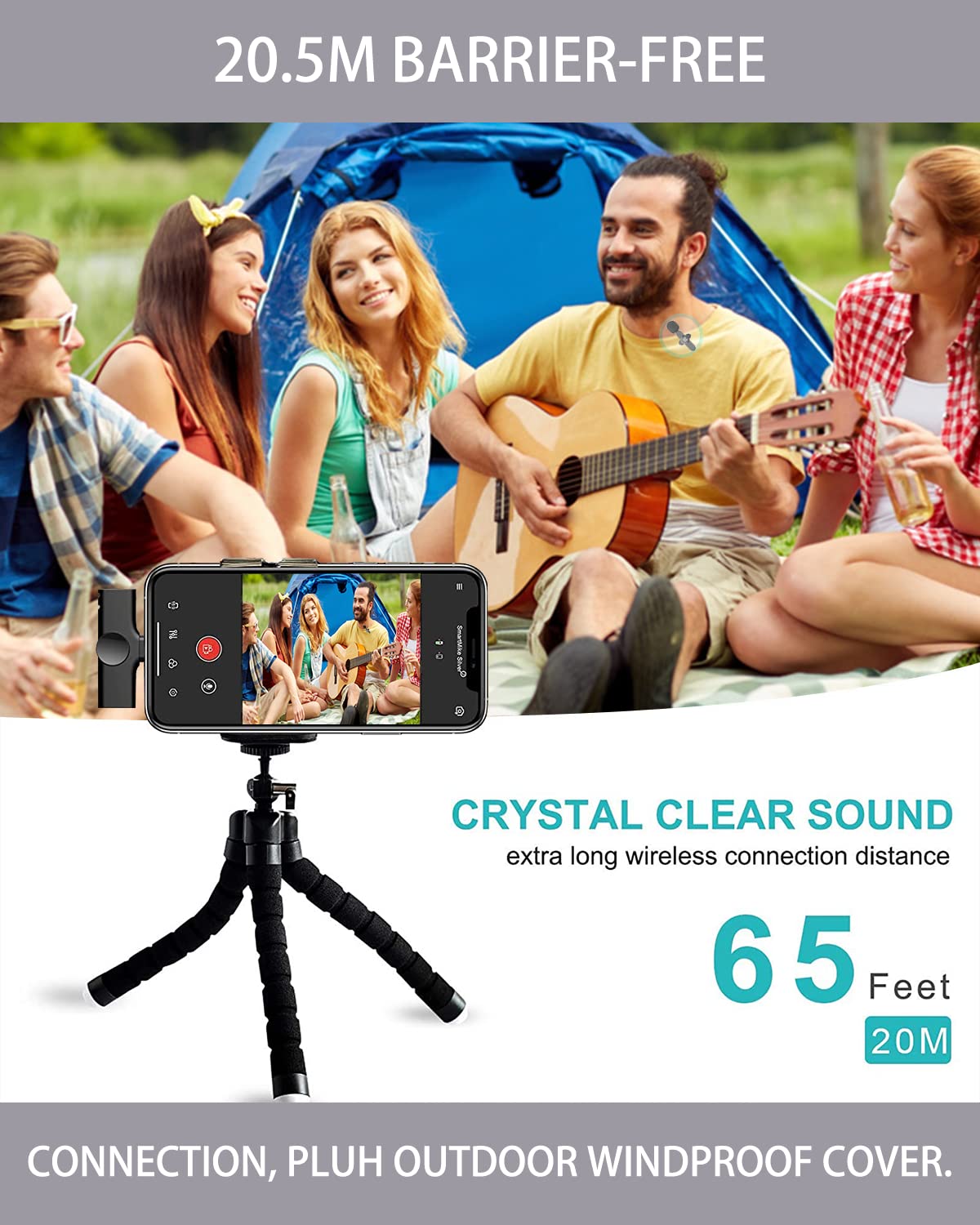 KDMLR Wireless Lavalier Microphone for iPhone Android PC Plug-Play Wireless Mic for Recording, Live Stream, YouTube,Facebook,TikTok,Clip-on Lapel Mini Mic with Noise Reduction and Auto Syncc.…