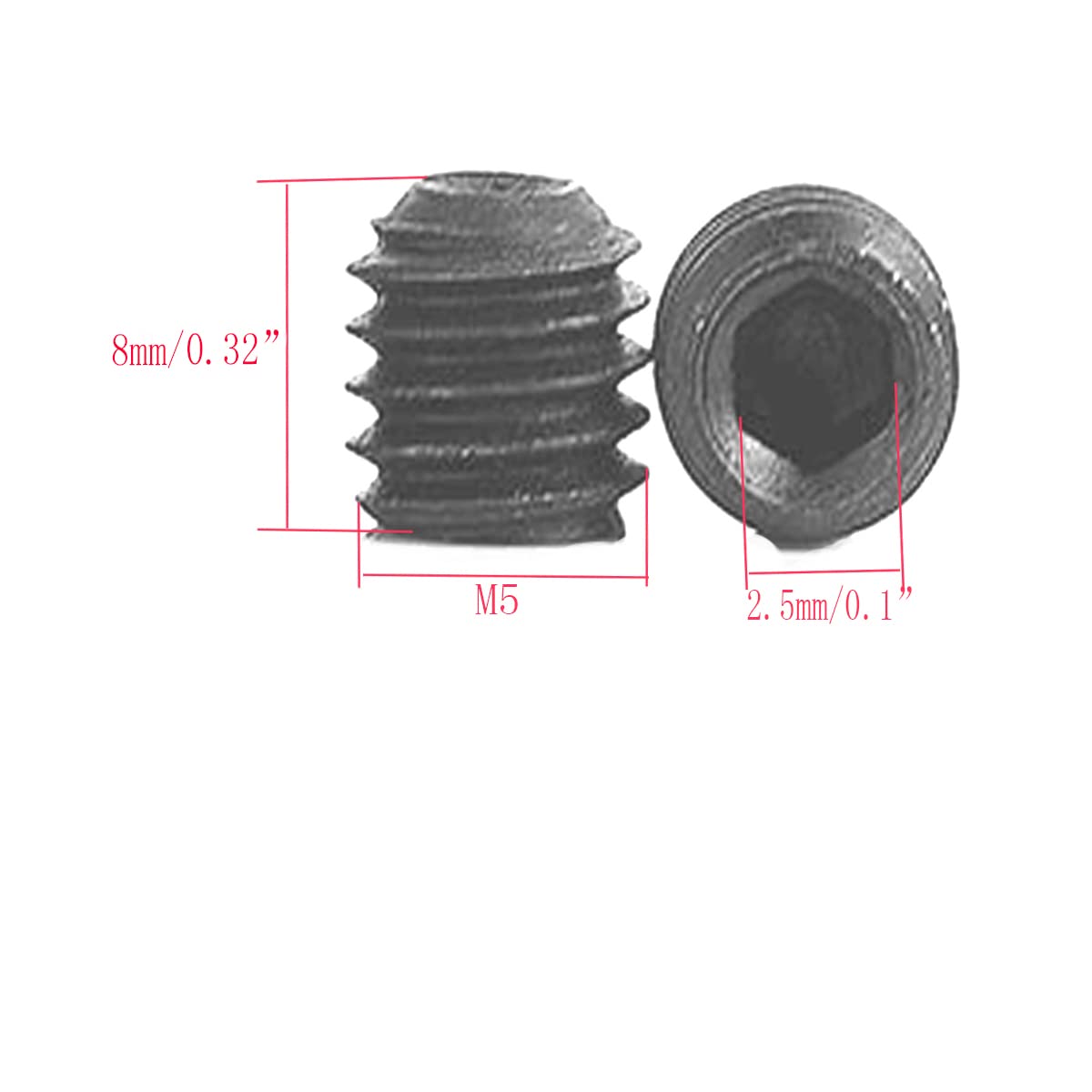M5 x 8mm Socket Head Set Screws, Grade 12.9 Stainless Steel Hexagon Socket Set Screws Hexagon Socket Drive Headless Screws Black, Pack of 30