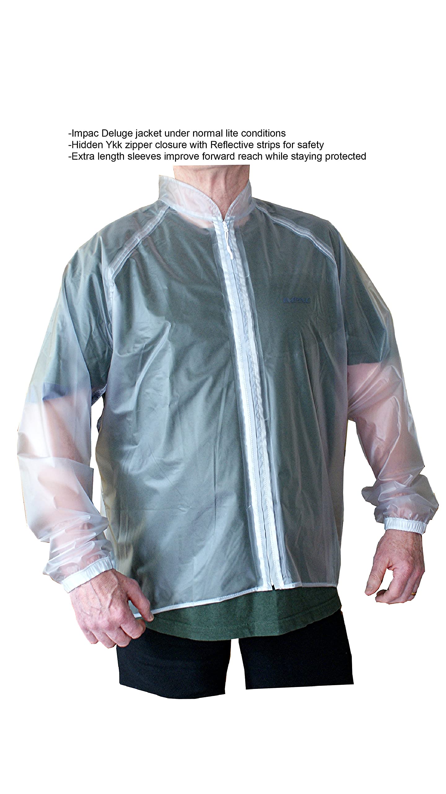 Impac Deluge Men ladies Cycling Jacket Coat Outdoors rain Waterproof Windproof transparent Bike Commuting Racing (Clear, Small)