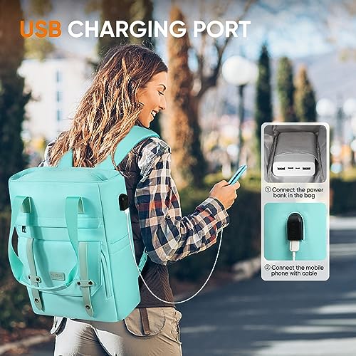 SOVICO Large 17 Inch Laptop Backpack for Women, Teacher Backpack with USB Port, Convertible Travel Backpack, Nurse/College/Work Backpack for Travel and Work-Green