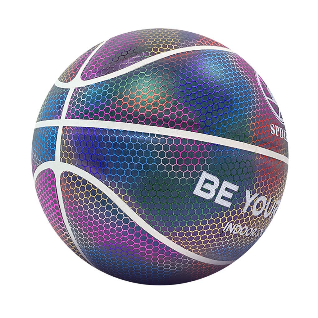 GraPefruiT Battery-Free Glowing Baketball, Size 7 Luminous Reflective Basketball, Light Up Basketball, Can Glow in The Dark, Great Gift for Sport Lover
