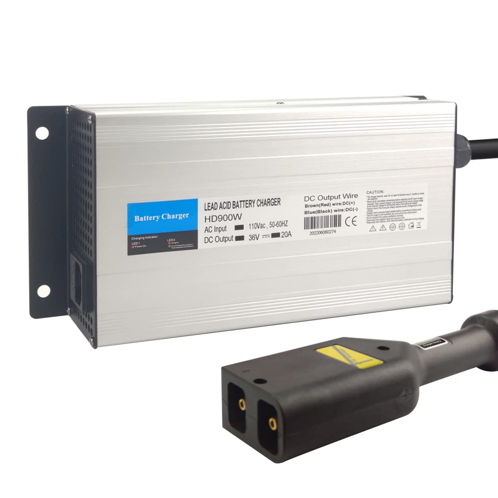 hogardsujia 36V 20A Battery Charger for EZGO EZ-GO TXT 96-Up Golf Cart, Powerwise Style D-Plug, Silver Shell