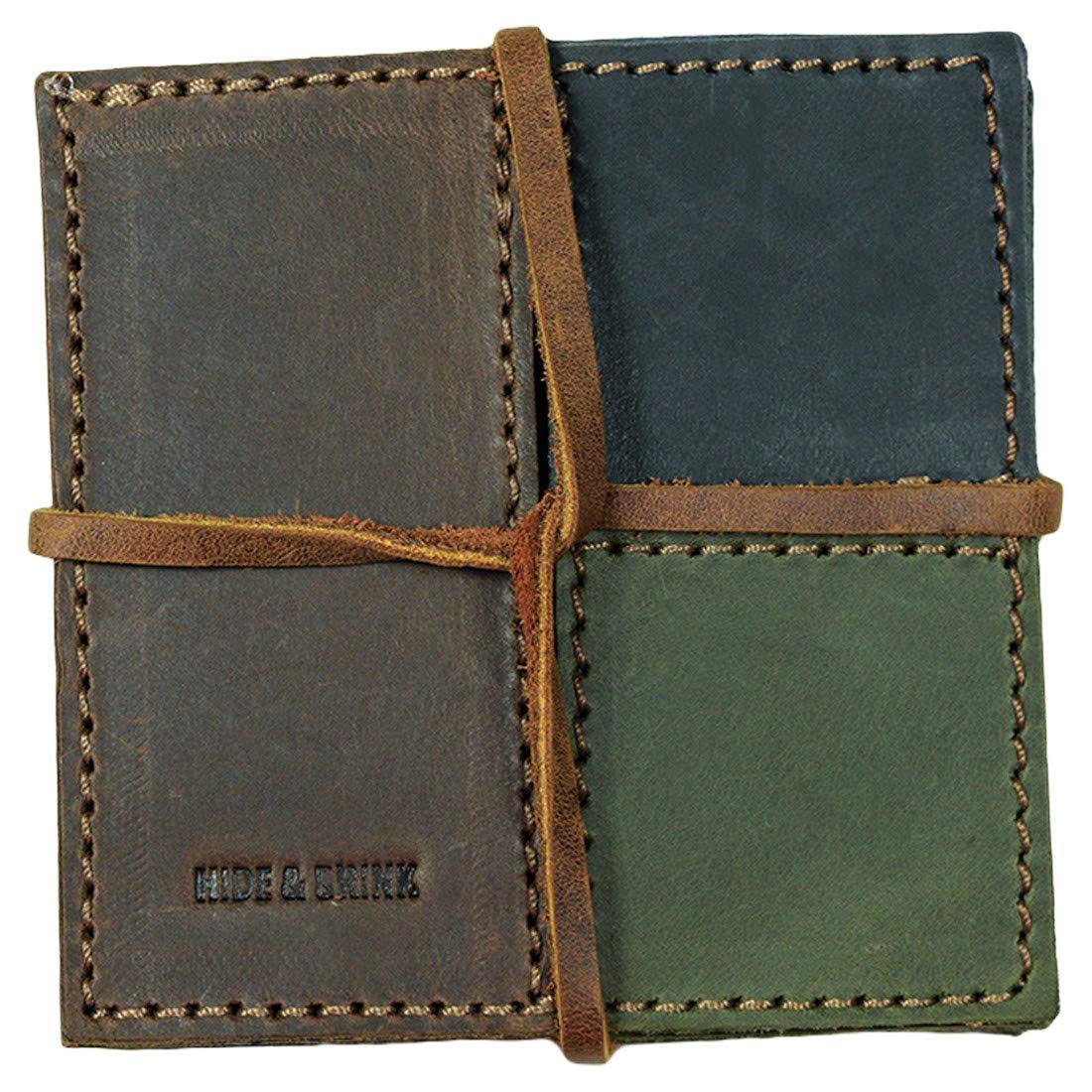 Hide & Drink, Thick Leather Mosaic Coasters (6 Pack), Furniture Protection, Home & Office Accessories, Handmade :: Multicolor