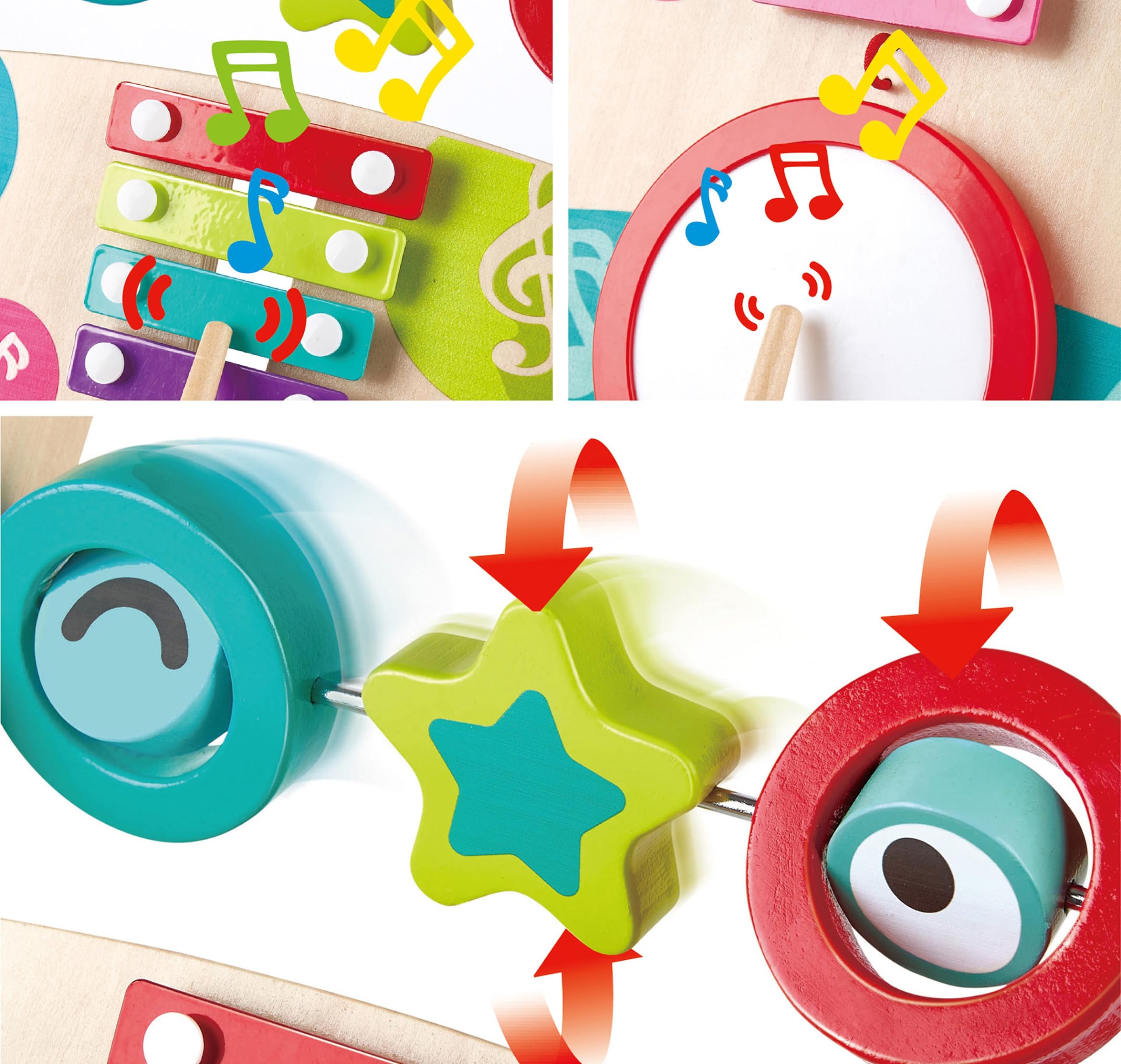 Hape Wooden Push and Pull Music Learning Walker| Multiple Activities Center for Toddlers Ages 10 Months and Up