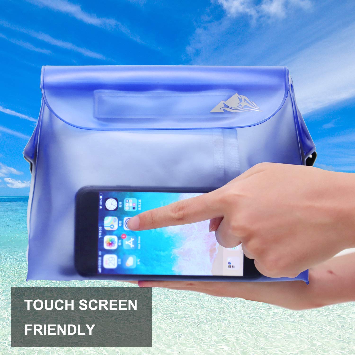 HEETA 2-Pack Waterproof Pouch with Waist Strap, Transparent Screen Touchable Dry Bag Bundle with 3-Pack Clear Waterproof Dry Bag