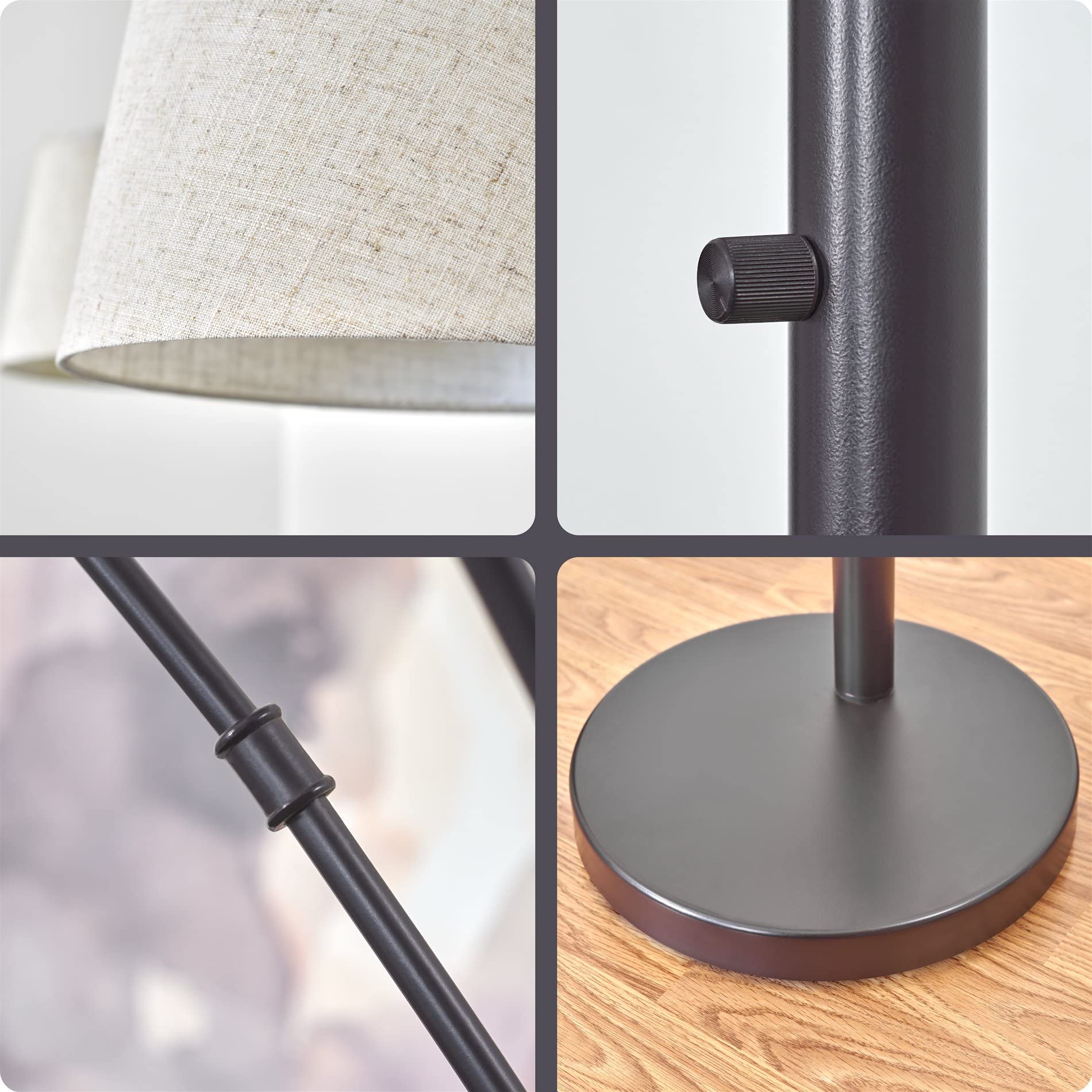 Kira Home Akira 79" 3-Light Modern Arc Floor Lamp with Weighted Base & 3-Way Switch, Oatmeal Shades + Oil Rubbed Bronze Finish