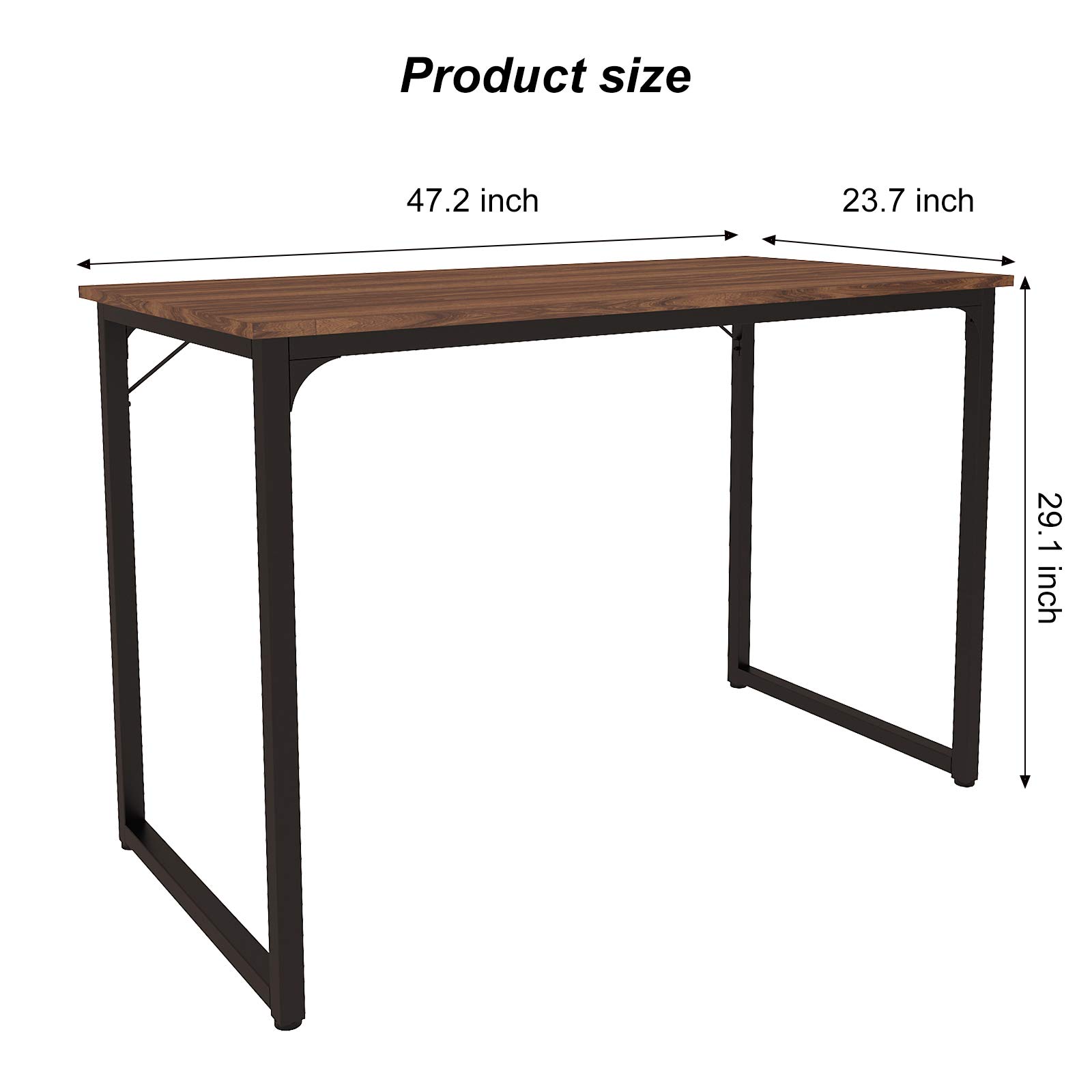 Isbasa 47 Inch Computer Desk, Modern Simple Style Desk for Home Office, Easy Assembly, Rustic Brown