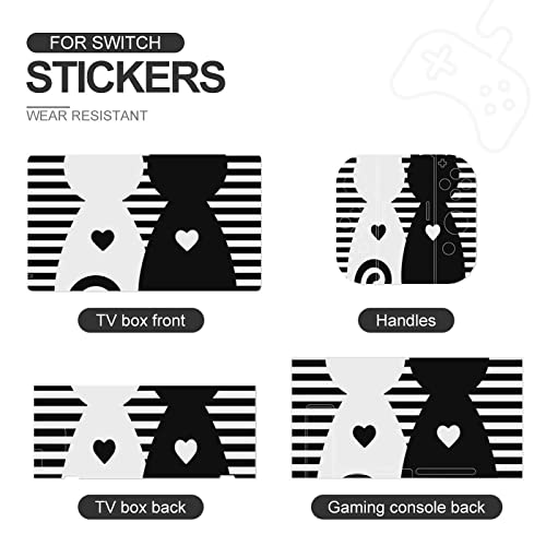 Lovers Heart Cats Decal Stickers Cover Set Full Wrap Skin for Switch Protection Faceplate Sticker for Switch