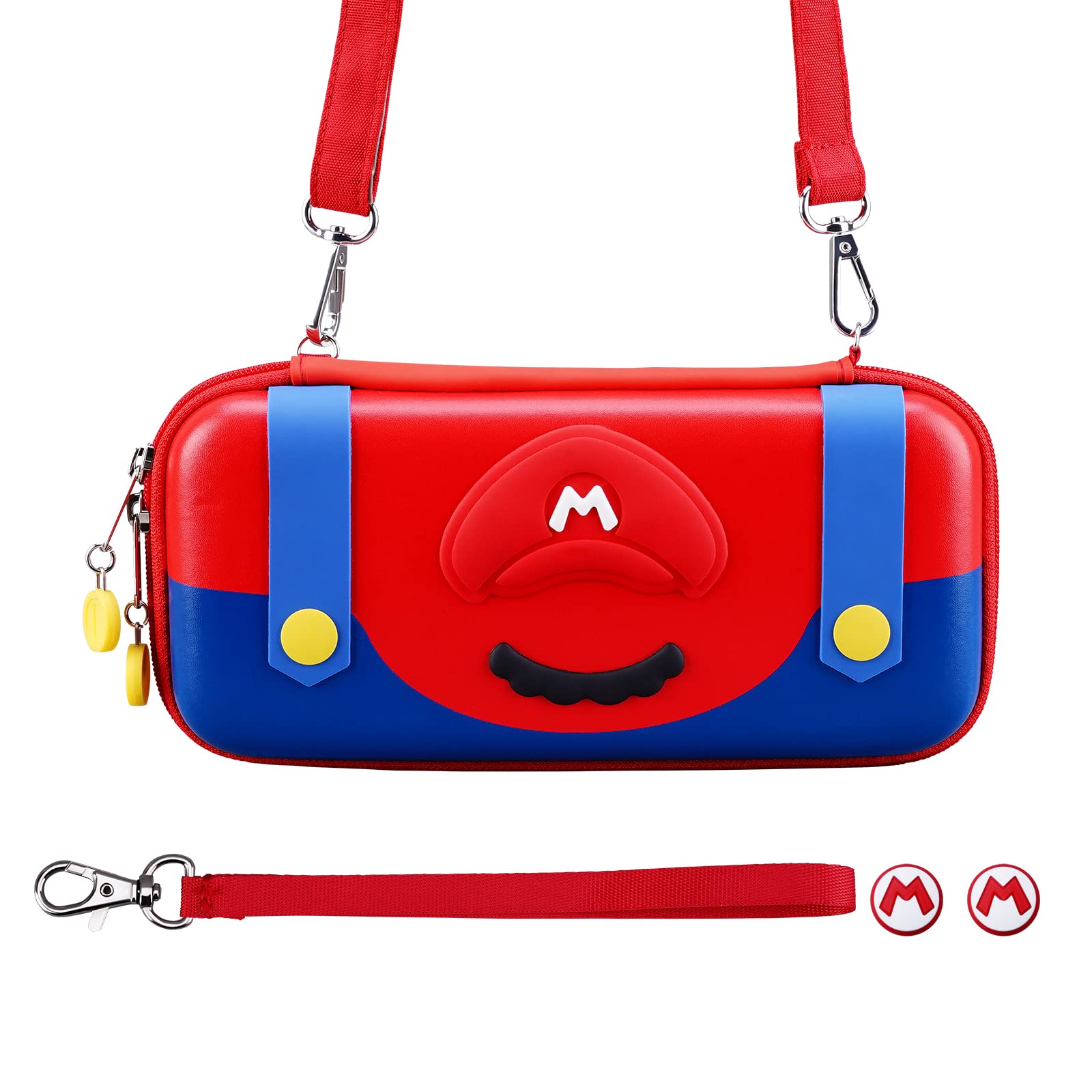 JINGDU Carrying Case Suitable for Switch/OLED Console and Joy Cons, Protective Storage Bag Used to Store Switch & Other Accessories, Game Bundle with 8 Game Card Slots, 2 Straps,Red